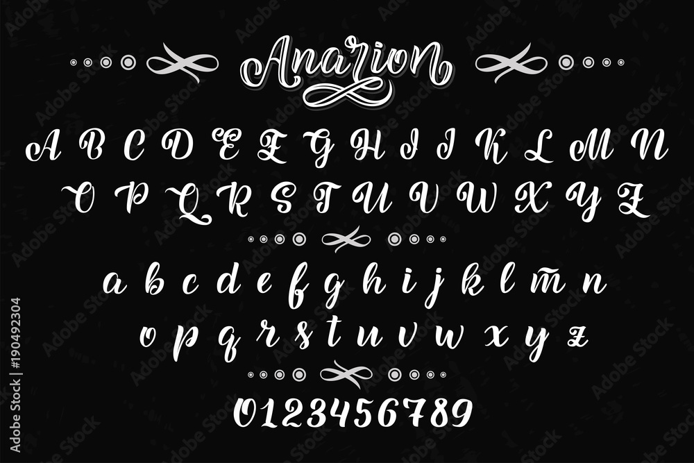 Hand drawn typeface. Brush painted letters. Handwritten script alphabet ...