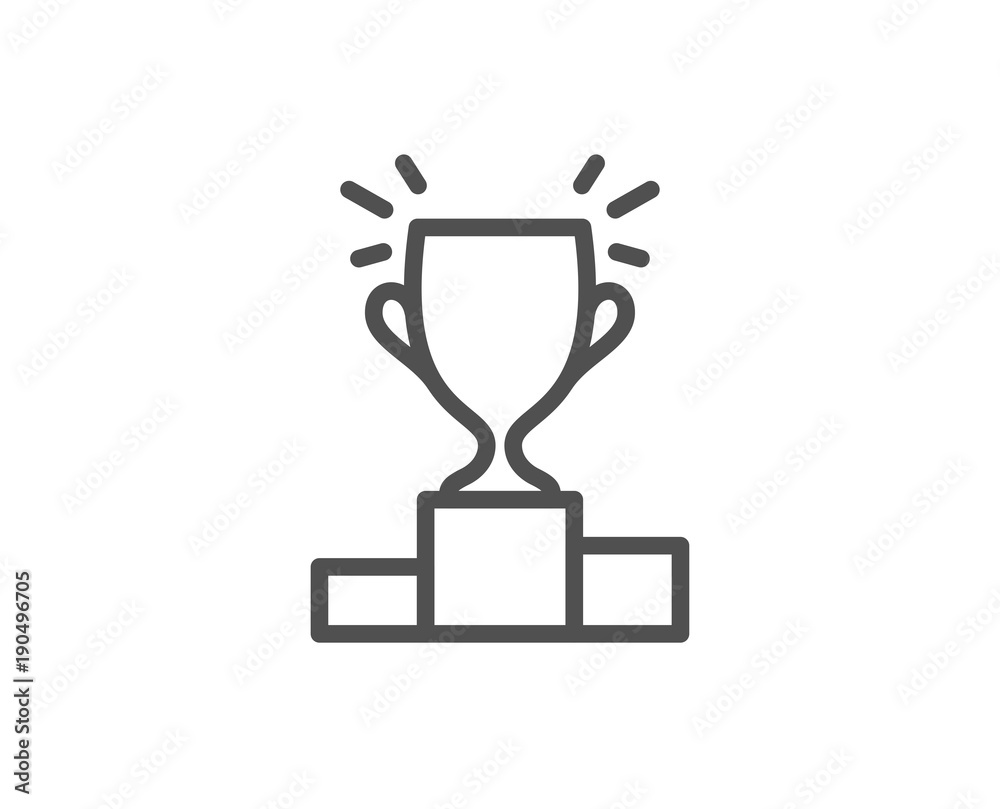 Winner podium line icon. Sports Trophy symbol. Championship achievement ...