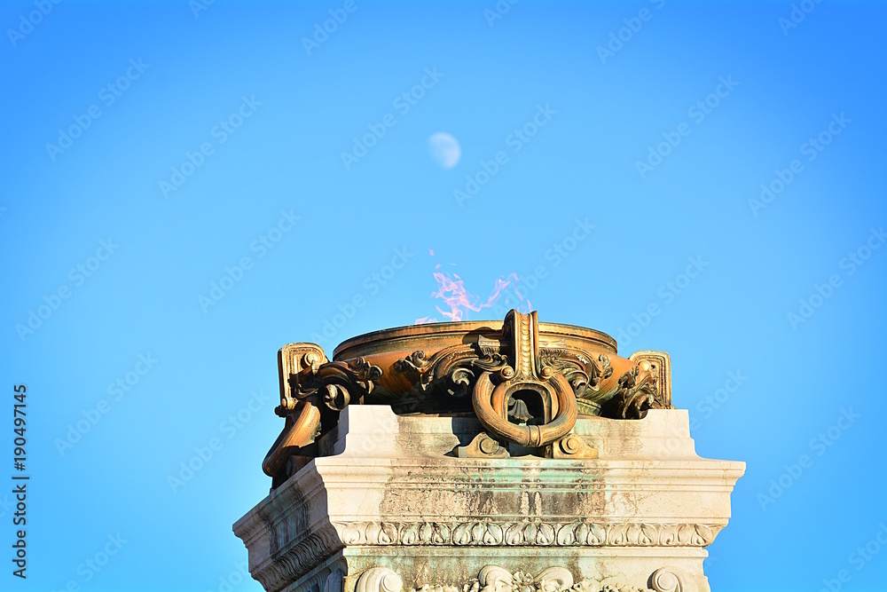 Monument to the fatherland in Rome with statues, symbols of victory ...