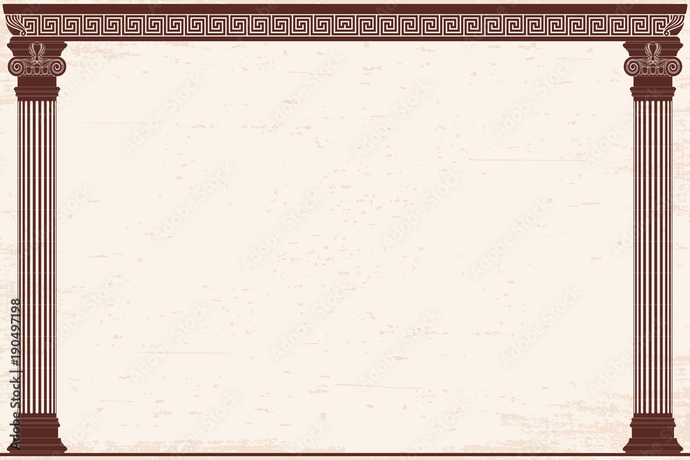 Ancient Greek background with two columns and a national ornament. Old ...