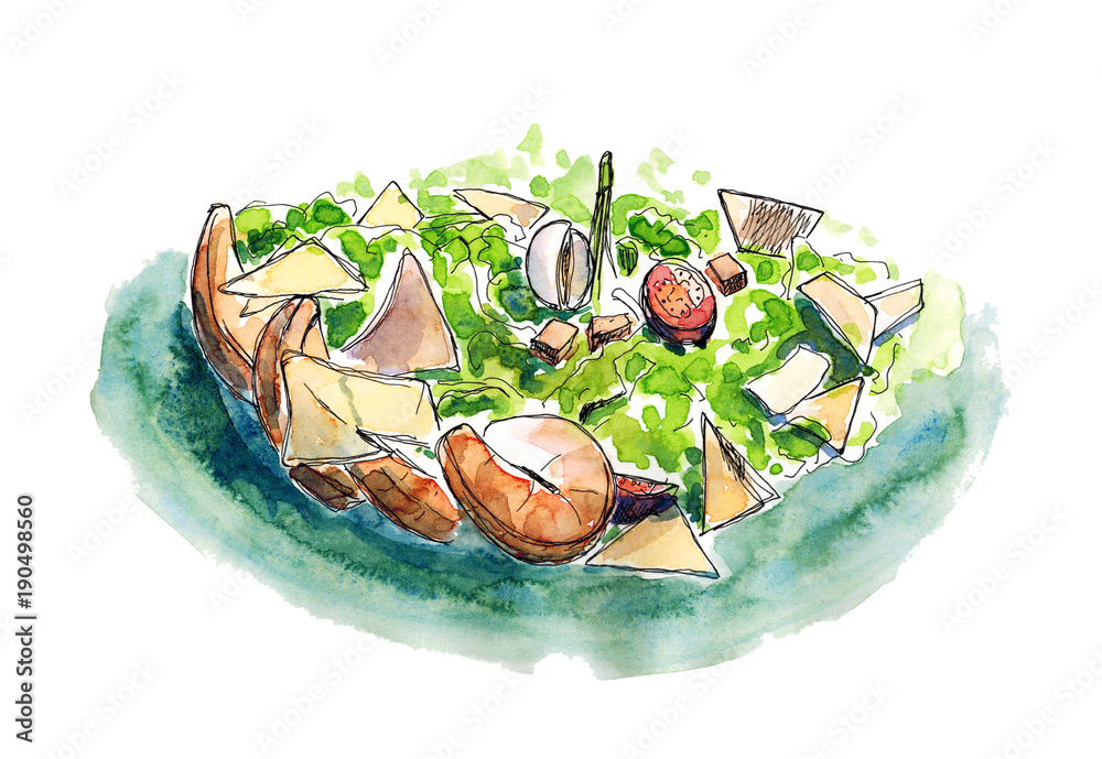Caesar Salad Drawing