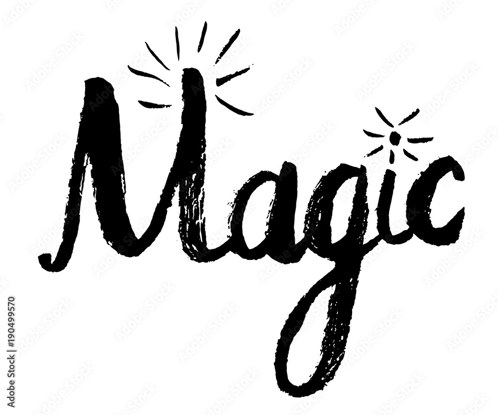 Magic lettering handmade calligraphy, hand-drawn drawing text vector ...