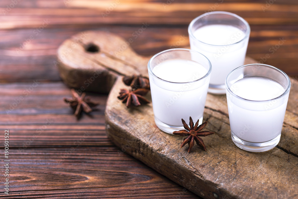 Alcohol Raki with anis. Turkish, Greek aperitif arak, Ouzo Stock Photo ...