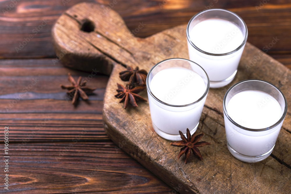 Alcohol Raki with anis. Turkish, Greek aperitif arak, Ouzo Stock Photo ...