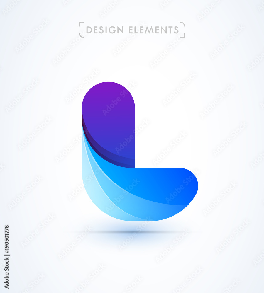 Vector abstract letter L logo template. Flat material design with 3d ...
