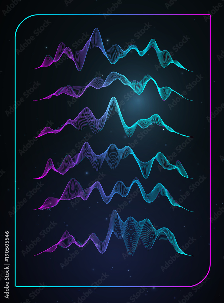 Sound wave vector . Vector music voice vibration, song waveform digital ...