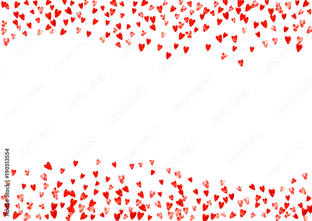 Valentine day border with red glitter sparkles. February 14th day ...