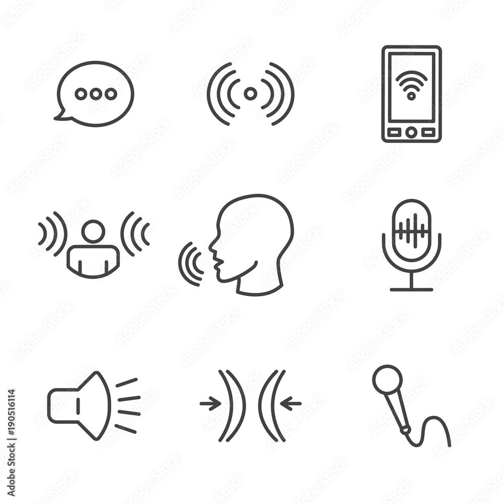 Voice Recording & Voiceover Icon Set with Microphone, Voice Scan ...