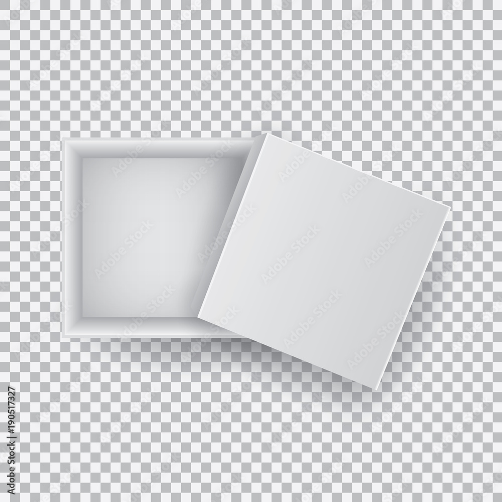 White open empty squares cardboard box isolated on transparent ...