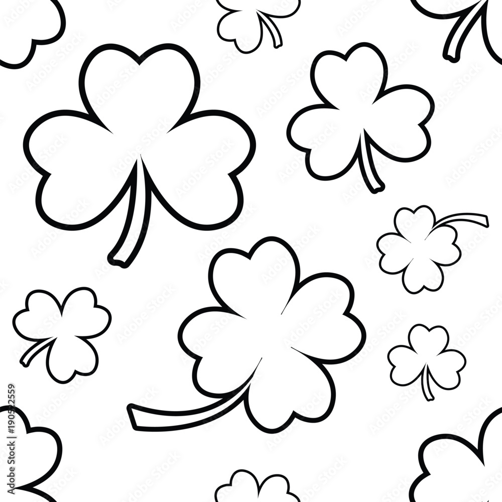 Seamless pattern with four and tree leaf clovers for Saint Patrick's ...