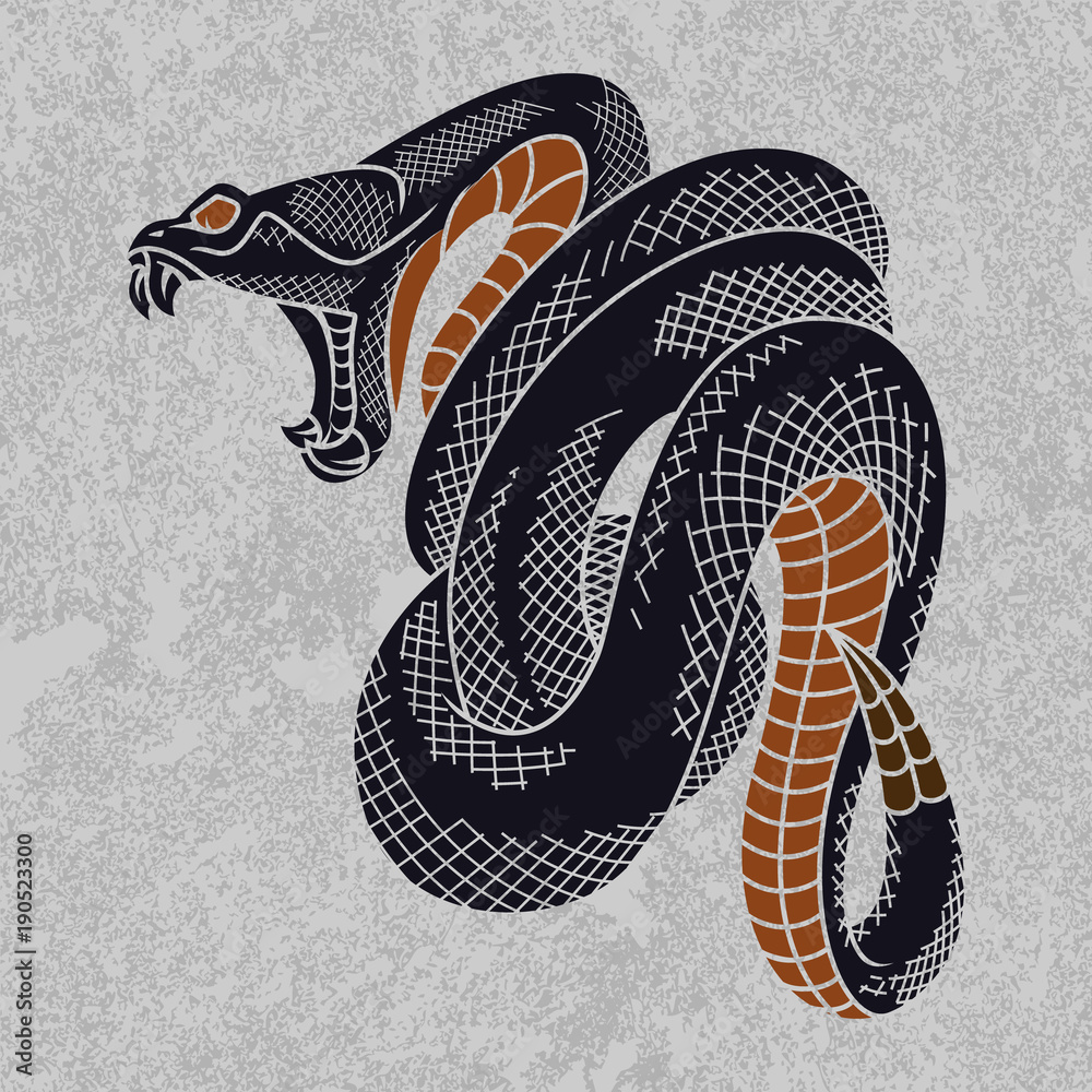 Viper snake in Ink technique, good for poster, sticker, tee shirt ...