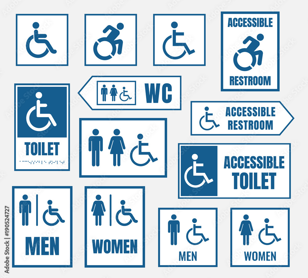 accessible toilet sign, restroom signs for disabled people Stock Vector ...