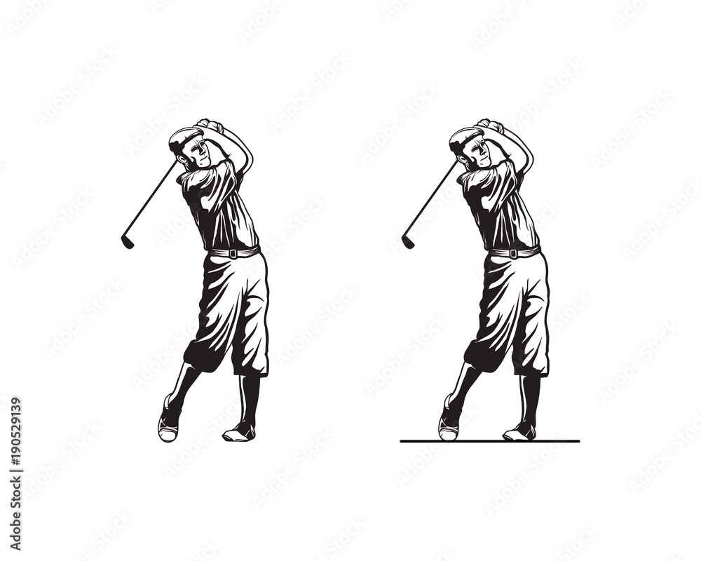 Man Playing Golf or People with Stick Golf Illustration Hand Drawing ...