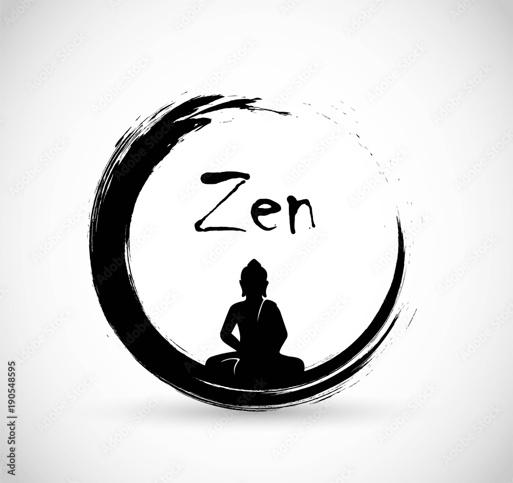 Zen circle with meditation Buddha vector vector de Stock | Adobe Stock