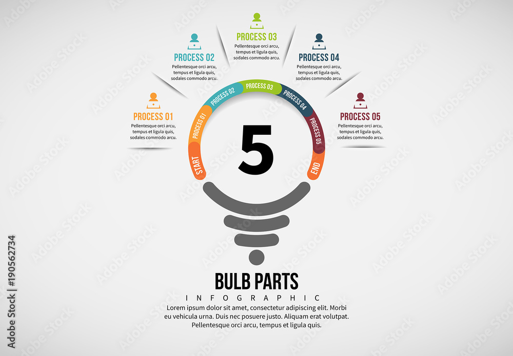 Light Bulb Process Infographic 3 Stock Template | Adobe Stock
