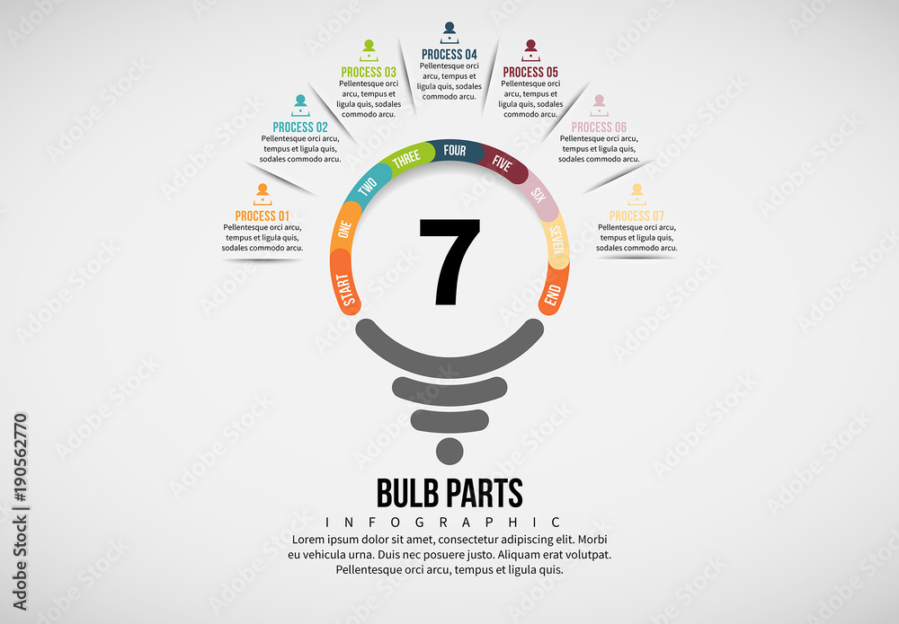 Light Bulb Process Infographic 5 Stock Template | Adobe Stock