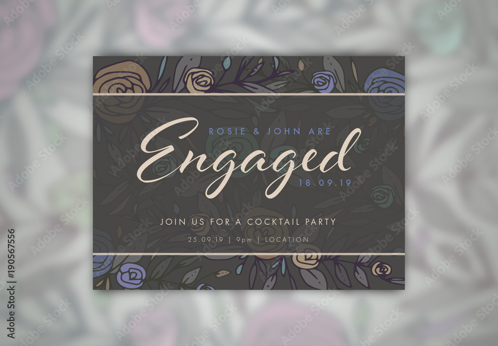 Engagement Announcement Social Media Post 3 Stock Template | Adobe Stock