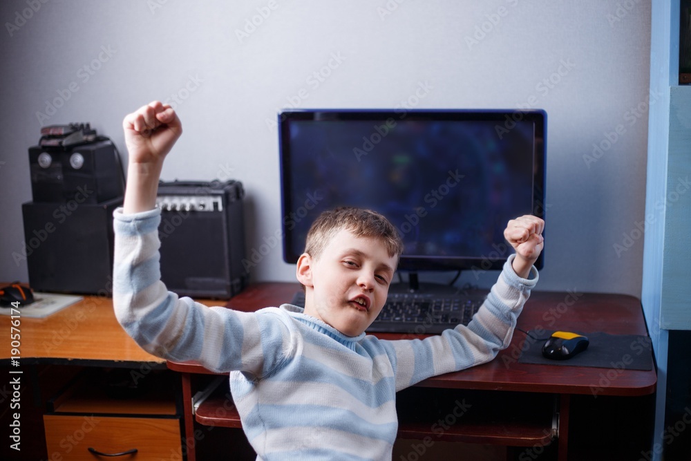 Excited Kid Computer