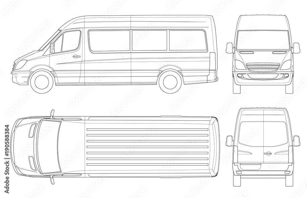 Poster Realistic Van template in outline – Wall Art | UkPosters