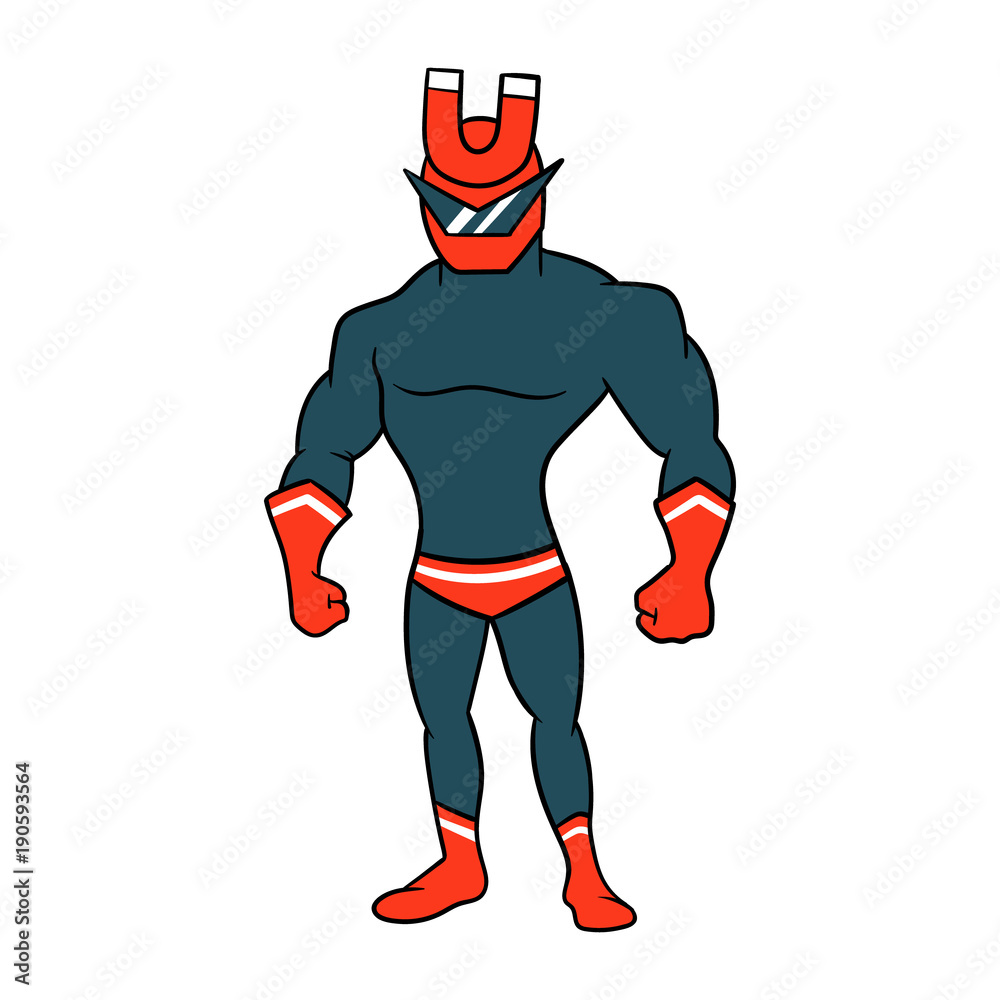Cartoon Magnet Superhero Stock Vector | Adobe Stock