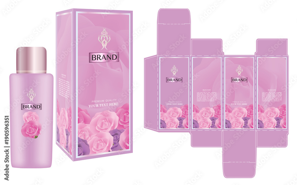 Packaging design, Label on cosmetic container with luxury box template ...