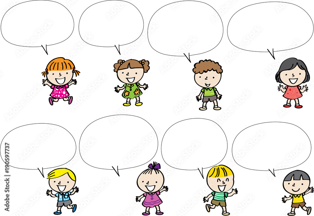 cartoon kids with borer Stock Illustration | Adobe Stock