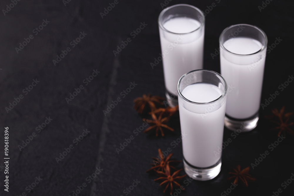 Alcohol Raki with anis. Turkish, Greek aperitif arak, Ouzo Stock Photo ...