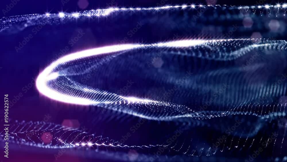 Virtual space with depth of field. Looped holographic blue background ...