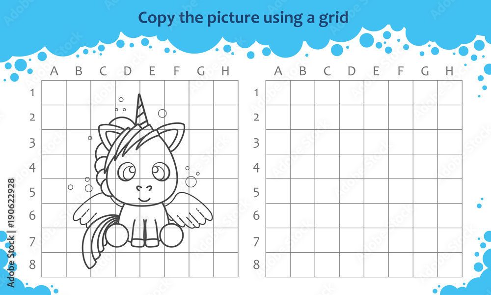 Copy the picture using a grid. Educational game for children. How to ...