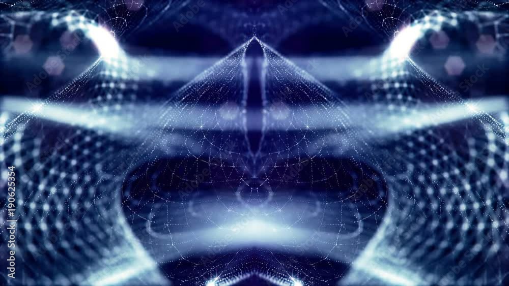 Virtual space with depth of field. Looped holographic blue background ...