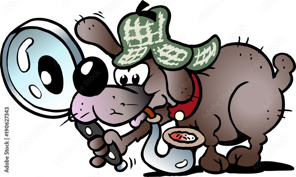 Cartoon Vector illustration of a a clever and cunning detective Dog ...
