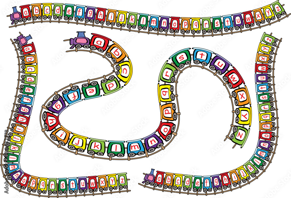 cartoon abc trains border Stock Illustration | Adobe Stock