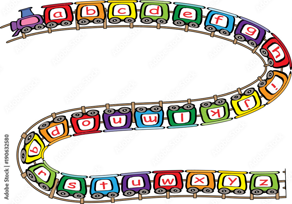 cartoon abc trains border Stock Illustration | Adobe Stock
