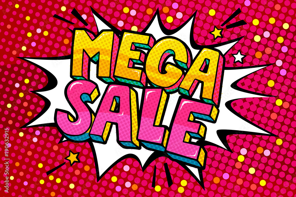 Mega Sale Message in pop art style Stock Vector | Adobe Stock