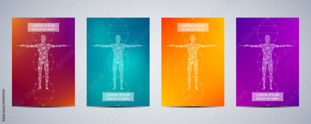 Cover or poster design with human body background. Scientific and ...