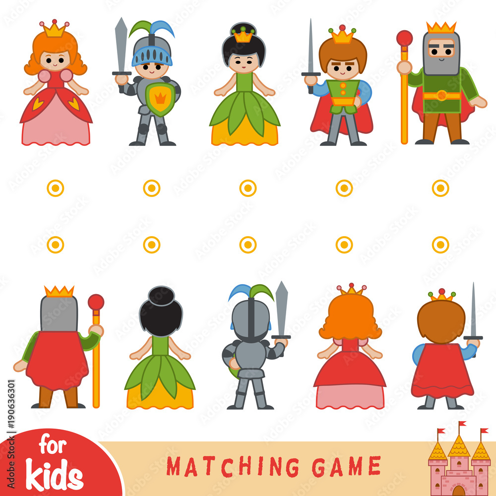 Vetor De Matching Game Find The Front And Back Of The Fairy tale vetor-de-matching-game-find-the-front-and-back-of-the-fairy-tale