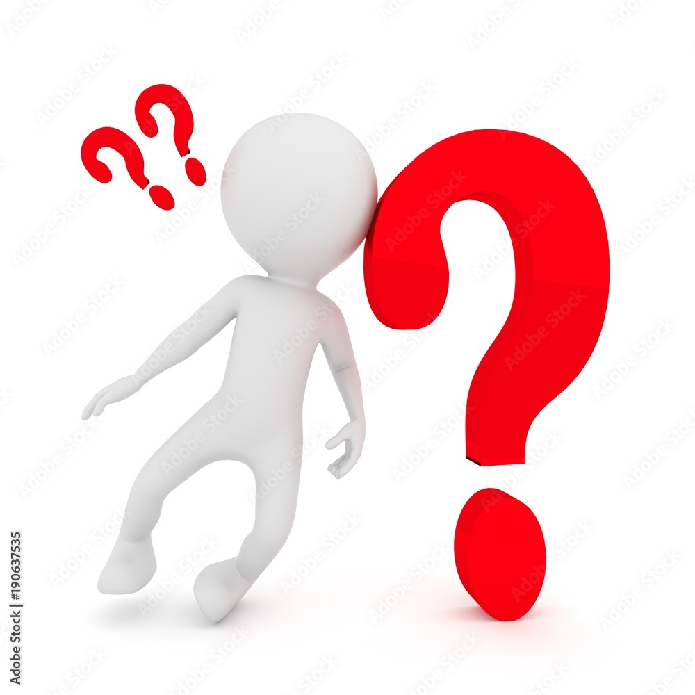 Question mark stick man isolated. 3D rendering Stock Illustration ...