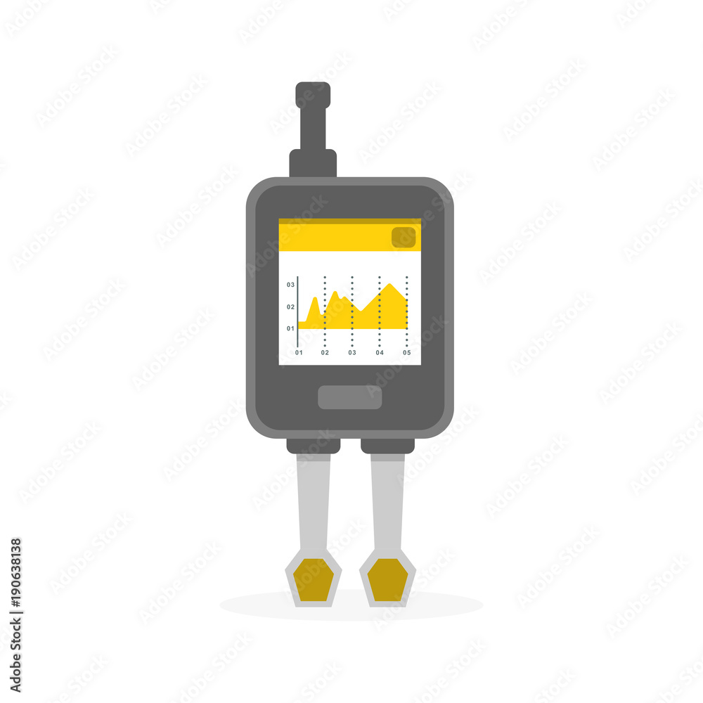 Electronic sensor device with screen and graphics. Flat design concept ...
