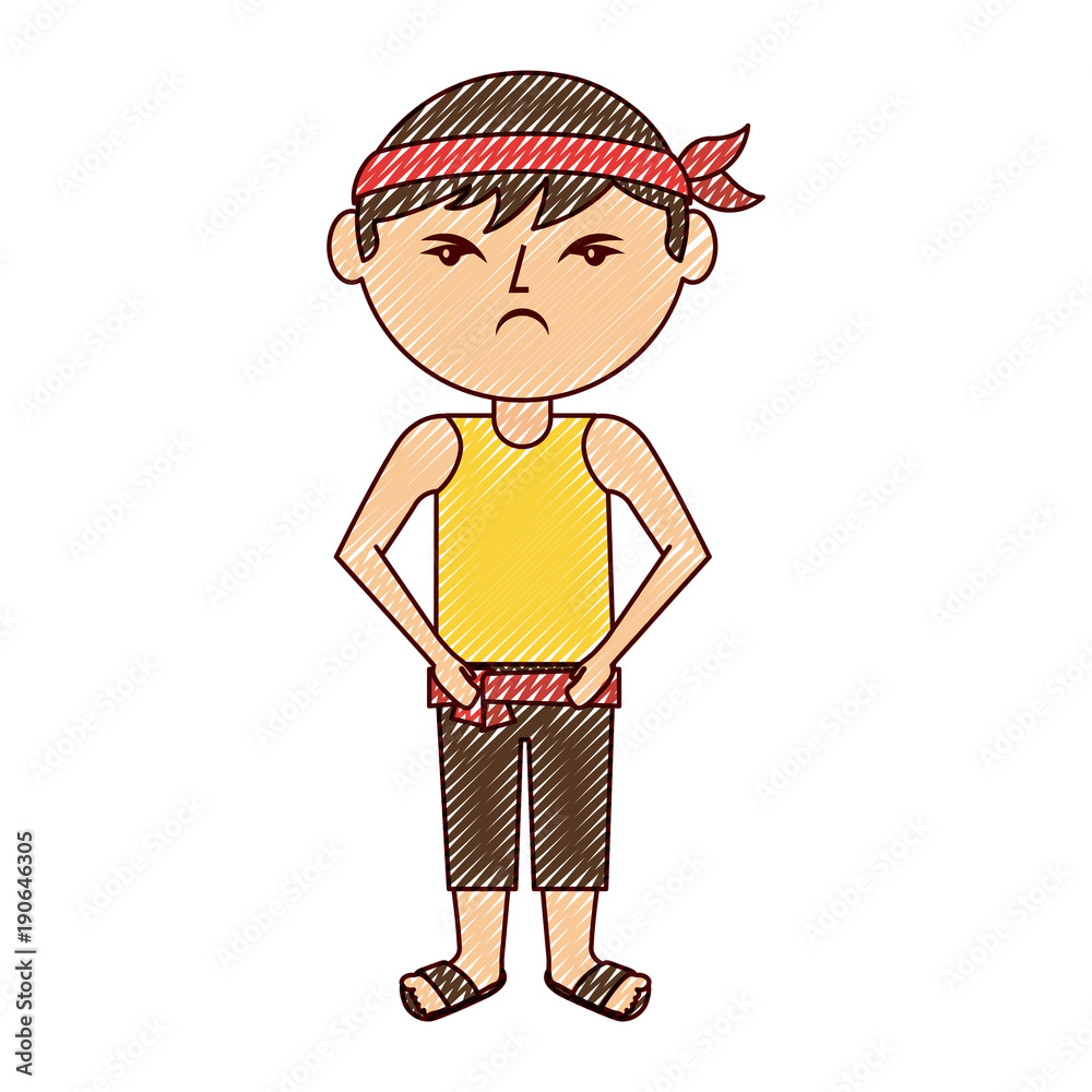 angry cartoon chinese man standing vector illustration drawing design ...