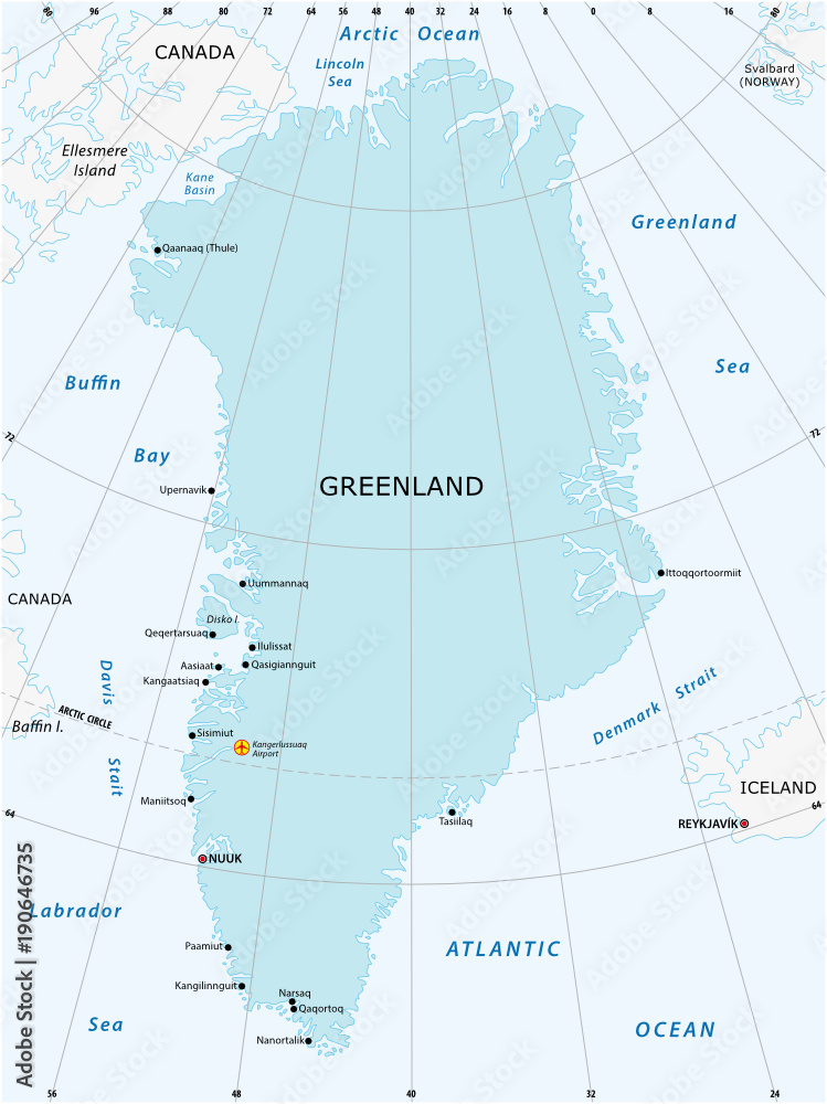 Vector map of the autonomous state of Greenland Stock Vector | Adobe Stock