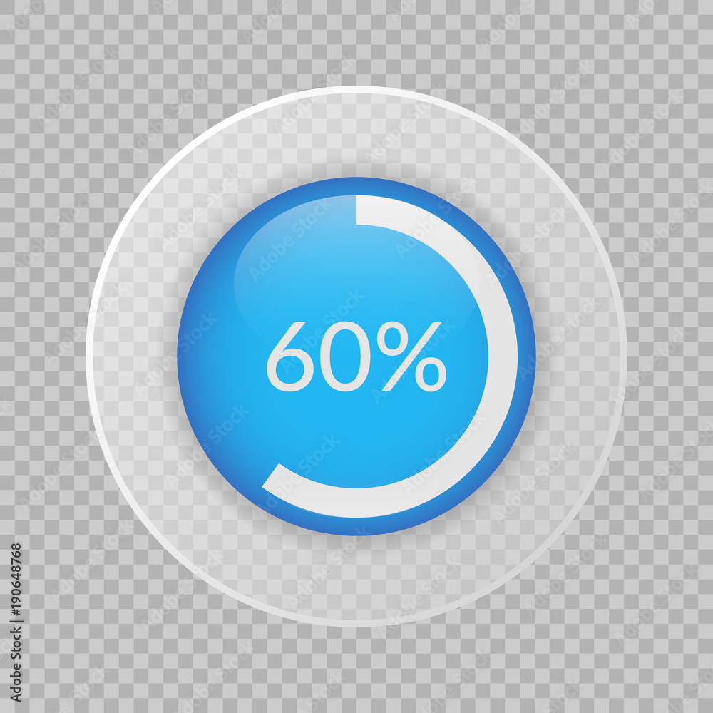 60 percent pie chart on transparent background. Percentage vector ...