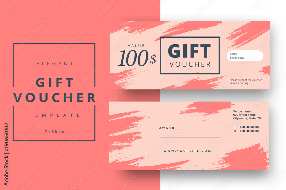 Abstract gift voucher card template. Modern discount coupon or ...