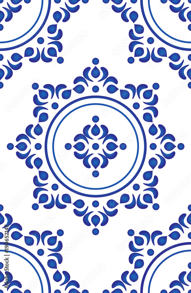 blue tile pattern vector Stock Vector | Adobe Stock