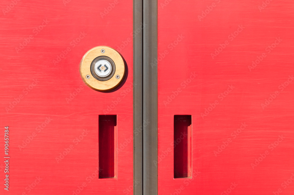 Modern red electric train wagon sliding doors with sensor button for ...