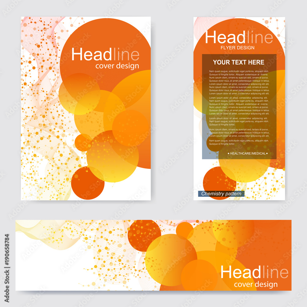 Set flyer, brochure size A4 template,banner. Molecular structure with ...