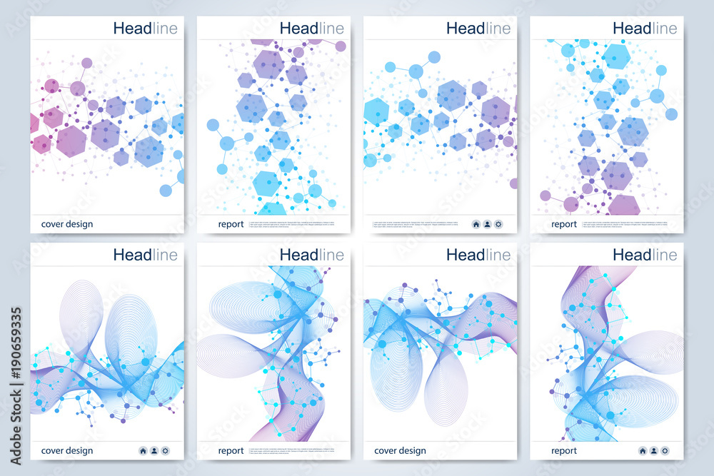 Scientific brochure design template. Vector flyer layout, Molecular ...