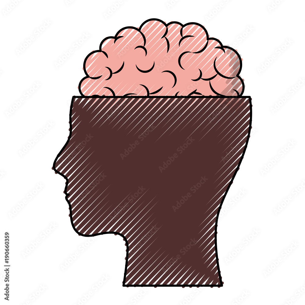 human head face brain science mind intelligence vector illustration ...