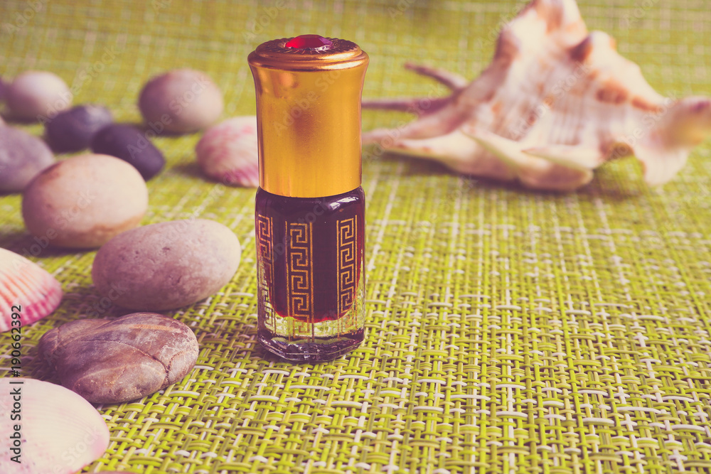 Arabian oud attar perfume or agarwood oil fragrances in mini bottle ...