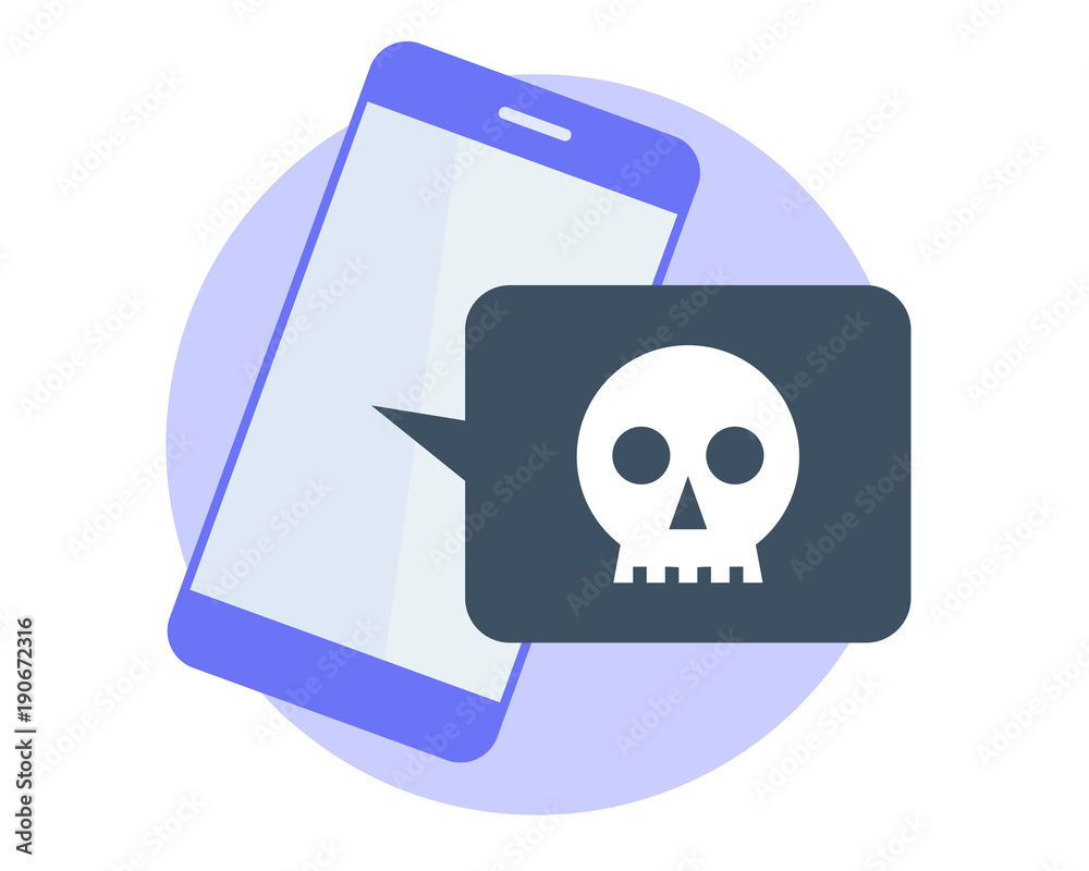 Hackers attacked the smart phone and stole the data. Flat vector ...