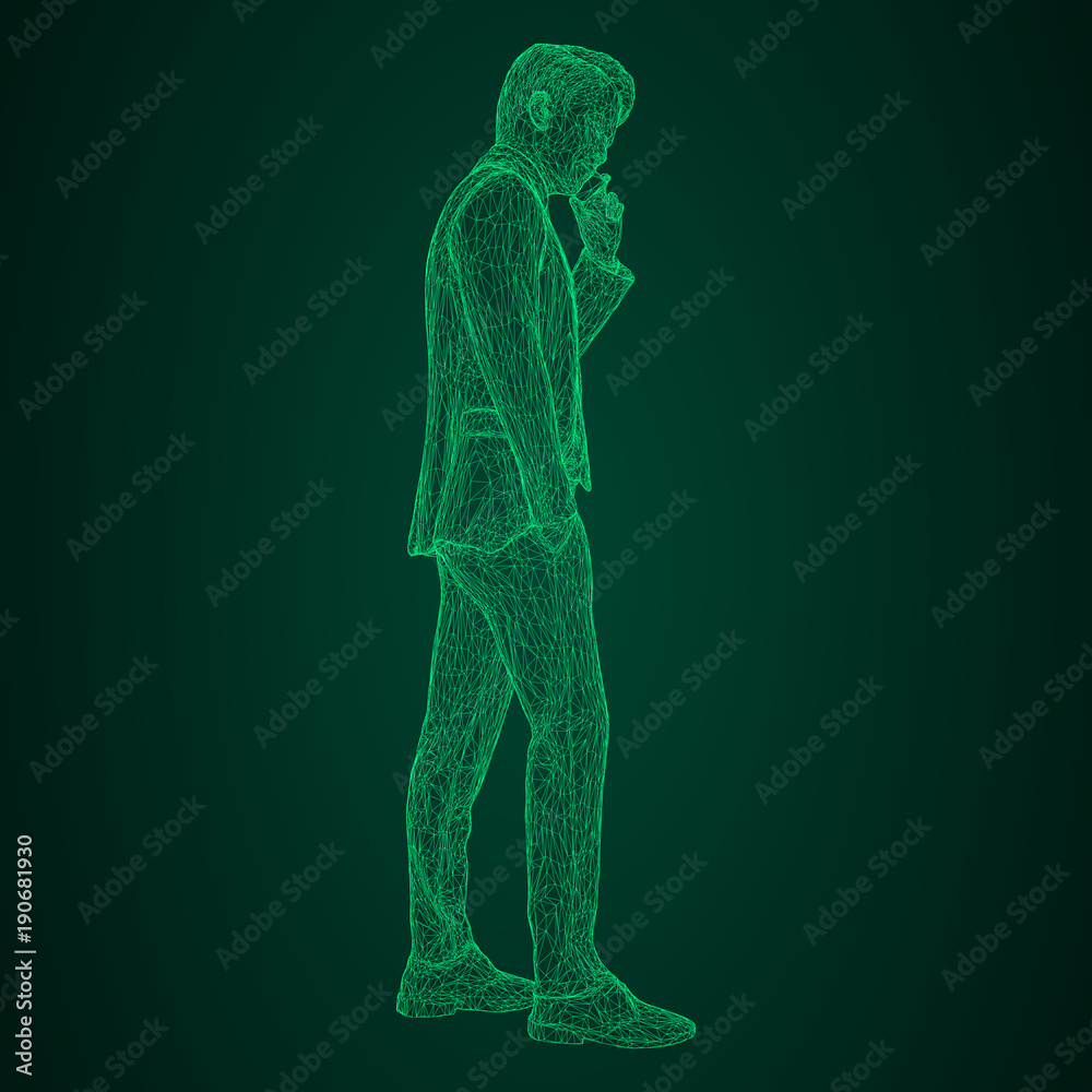 Male businessman in a standing and talking on the phone. Illustration ...
